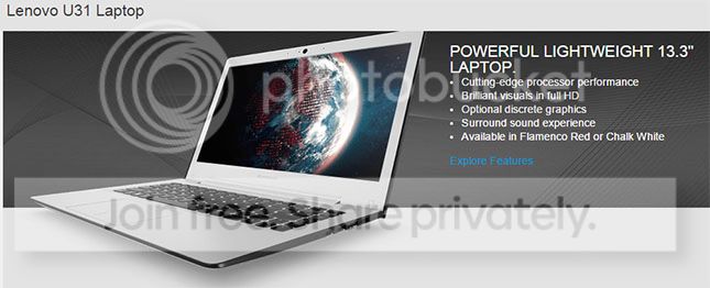 Lenovo IdeaPad U31-70 80M500G8PH 13.3-inch HD Intel Core i5-5200U/4GB ...